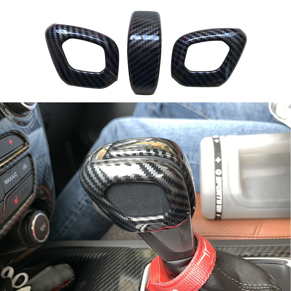 3pc Carbon Fiber Color Gear Shift Knob Decorator Cover Fit for Ford ...