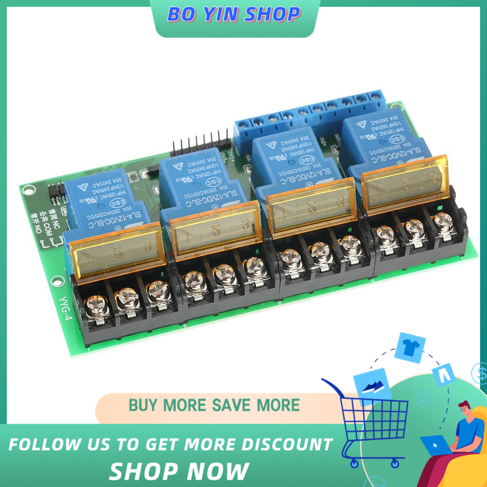 4-Channel DC 12V 30A Relay Module Control Board Optocoupler Isolation ...