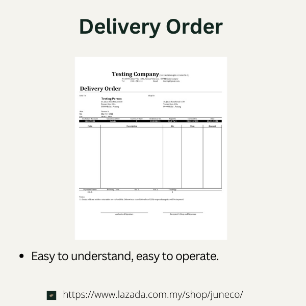Delivery Order Template Templat Pesanan Penghantaran 交货单模板 | Lazada
