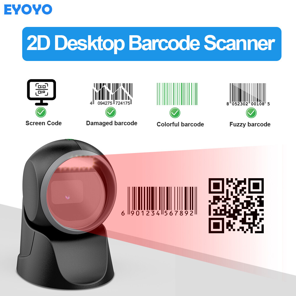 Evnvn 1D 2D Desktop Barcode Scanner, with Automatic Sensing Scanning ...