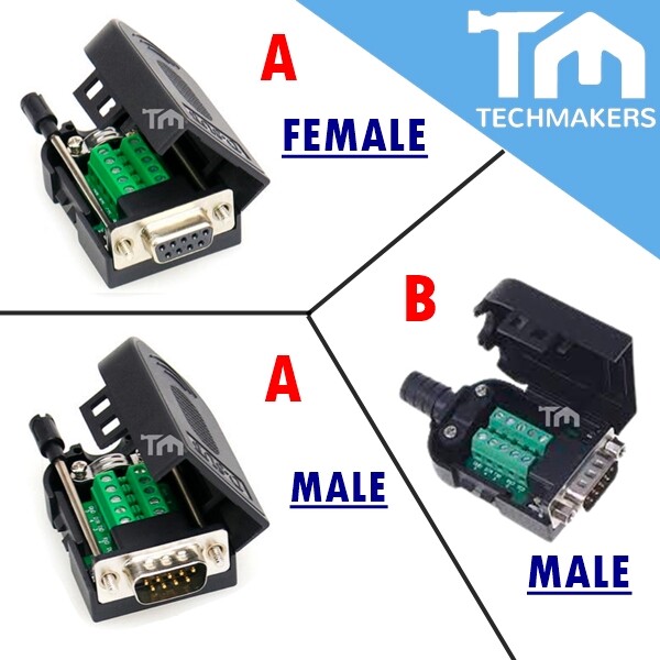 DB9 Male/Female Solderless 9-Pin Serial Port Connector Kit Connect ...