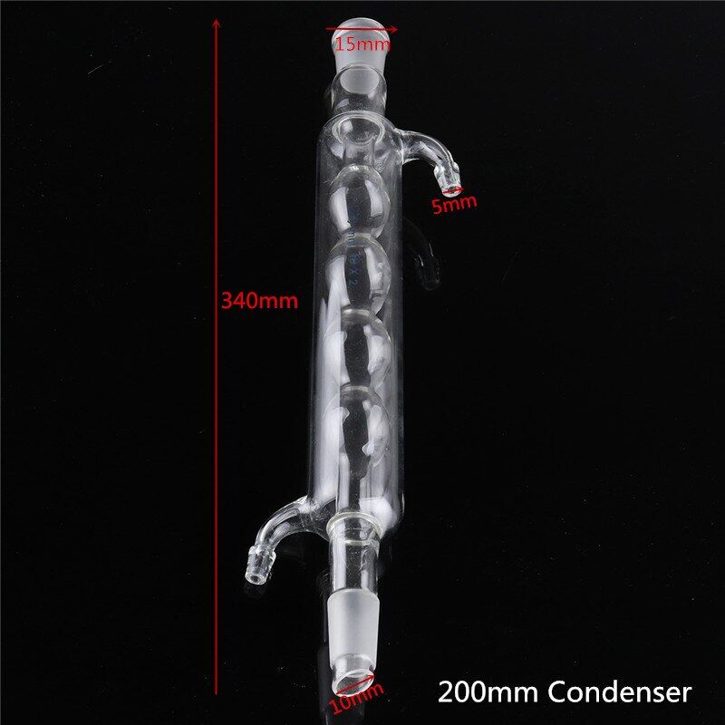 200มม.19X2 Joint Glass Spherica Condenserเคมีขดลวดคอนเดนเซอร์Labชุด ...