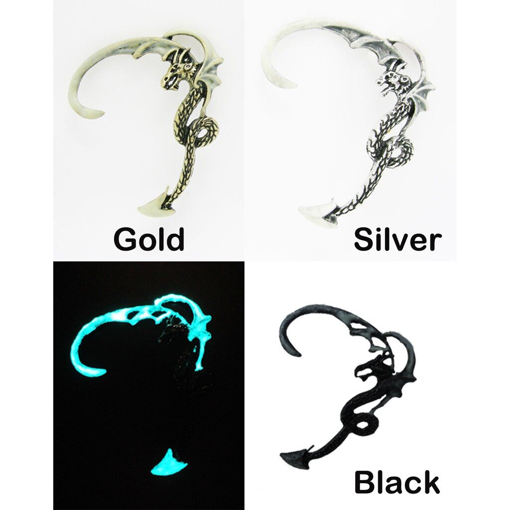 Luminary Scent Gold/Silver Dragon Glow In The Dark Single Ear Cuff ...