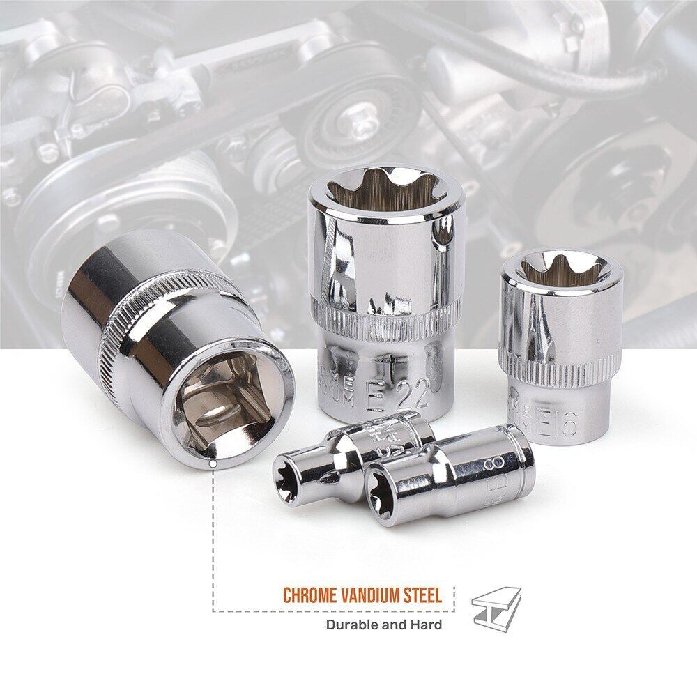 1 Set 1/4 3/8 1/2 E-Socket Sockets Set Adapter Torx Star Bit Repair Hand Tools Head for Torque ...