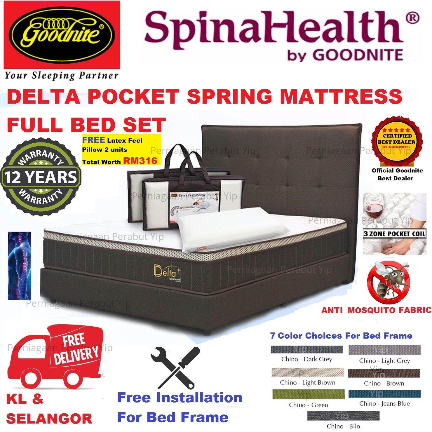 Goodnite SpinaHealth Delta Pocket Spring Full Bed Set Package, Mattress ...