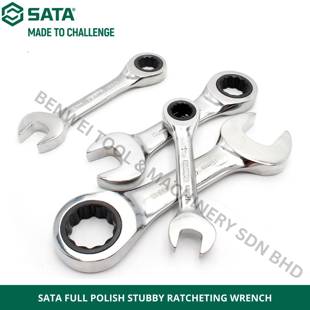 SATA FULL POLISH STUBBY RATCHETING WRENCH / RATCHET SPANNER / COMMON ...