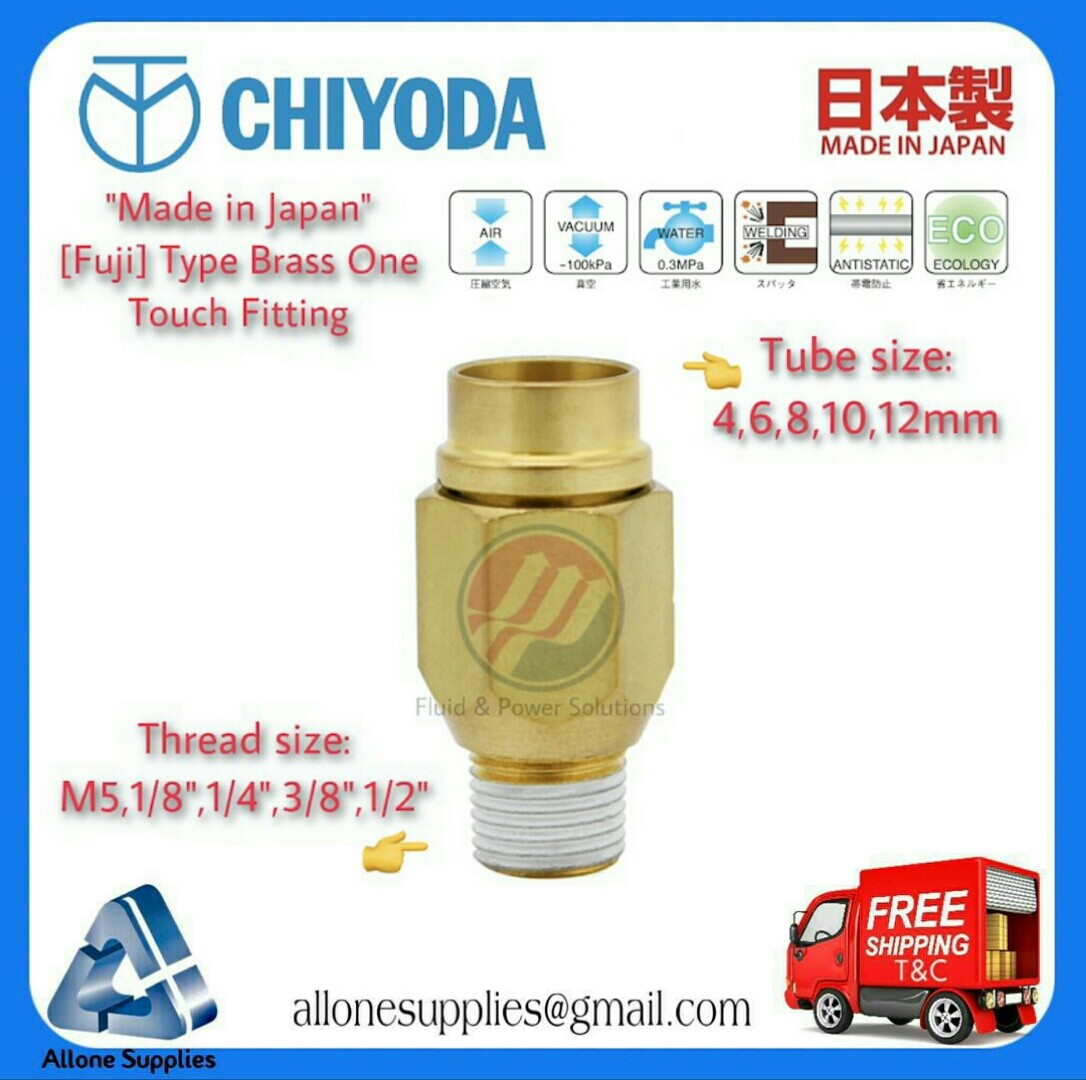 Chiyoda "Made in Japan" Fuji-H Type Male Straight Brass One-Touch ...