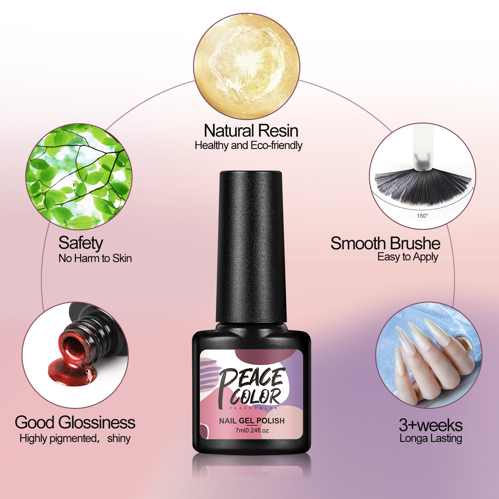 PEACECOLOR Gel Polish Kit All-in-One 40 Colors Gel Nail Set with Pink ...