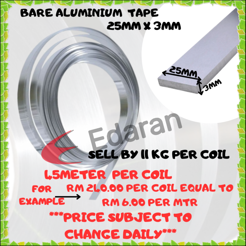 LSE 25MM X 3MM ALUMINIUM STRIP FOR ELECTRICAL EARTHING GROUNDING (11KG ...
