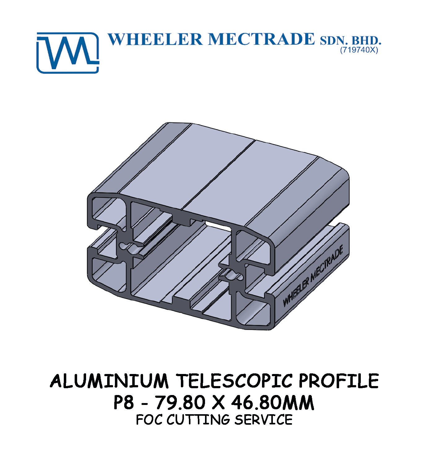 Telescopic Aluminium Profile / Extrusion 79.80 x 46.80MM - 1000MM ...