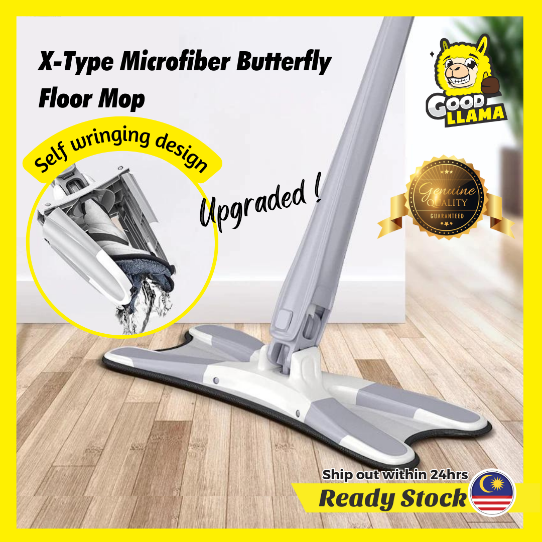 Magic X-shape Butterfly Self-Wringing Flat Mop Hand Free Drying ...