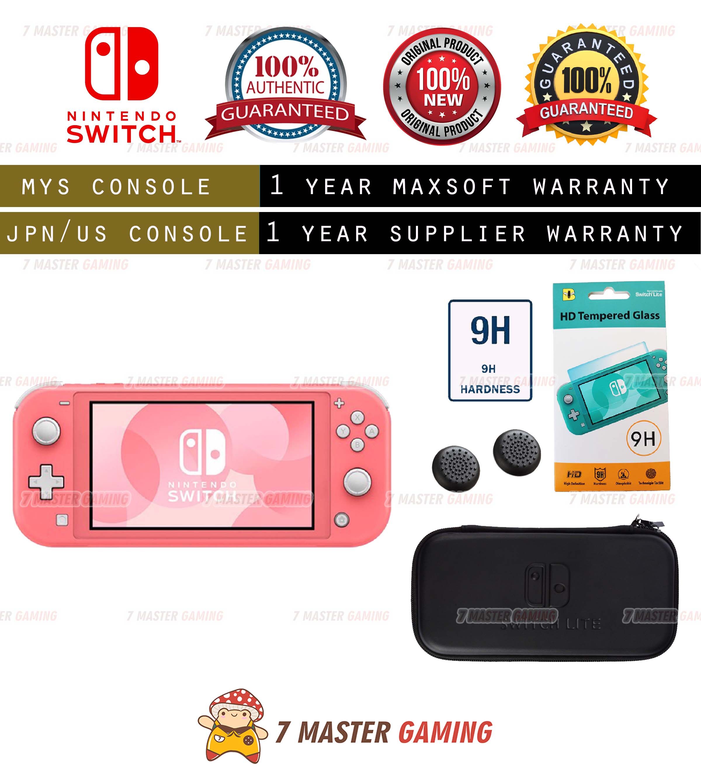 Nintendo Switch Lite Console Japan Asia set Coral Yellow Turquoise Grey Pokemon Blue New 1 Year Supplier Manufacturer Warranty Lazada