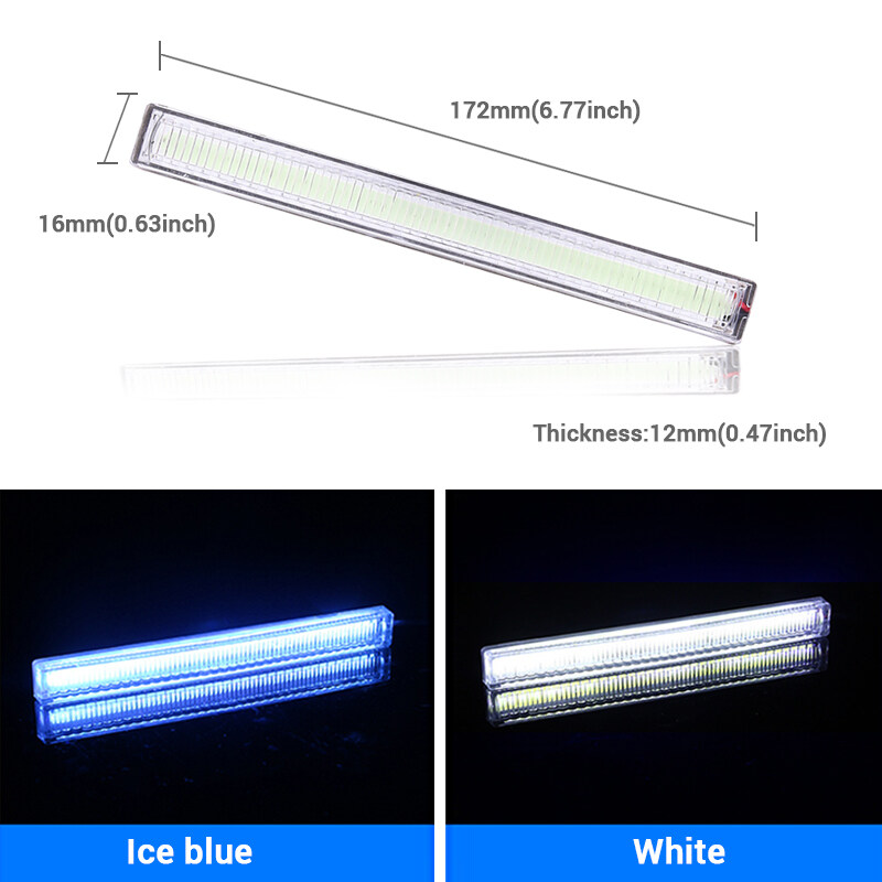 2pcs Car LED Daytime Running Light Universal DRL Strip Light With ...