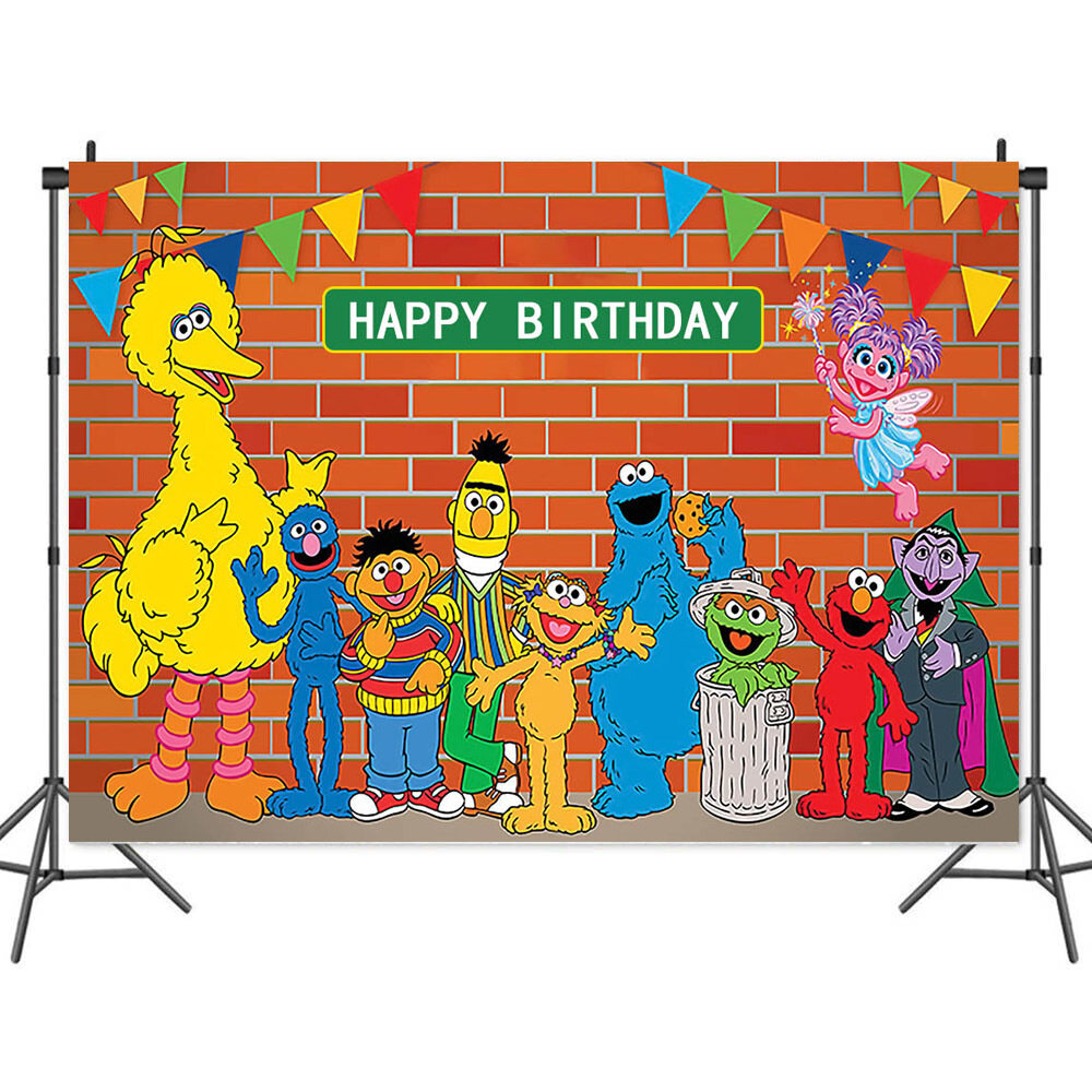 Fastshipment Kids Birthday Photography Backdrops Table Decor Sesame ...