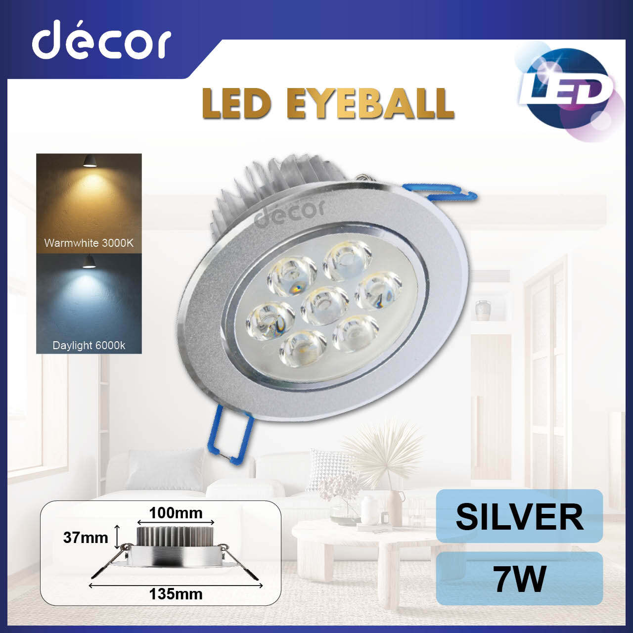 LED EYEBALL 3W 7W 12W Recessed Ceiling Downlight LED Spot Eye ball Bulb ...