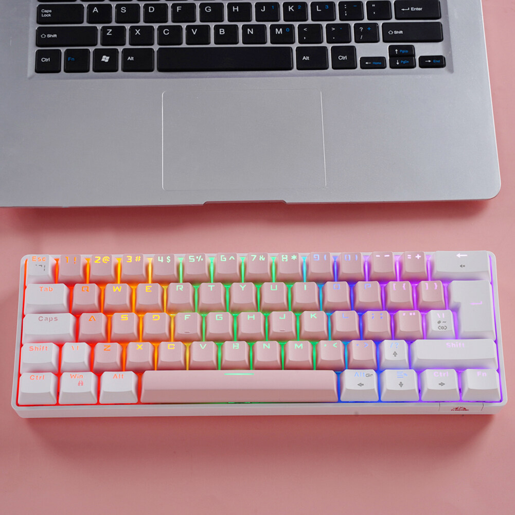 T60 62 Keys NKRO 18 Colors Backlit USB C Wired Keyboard Gaming Computer ...