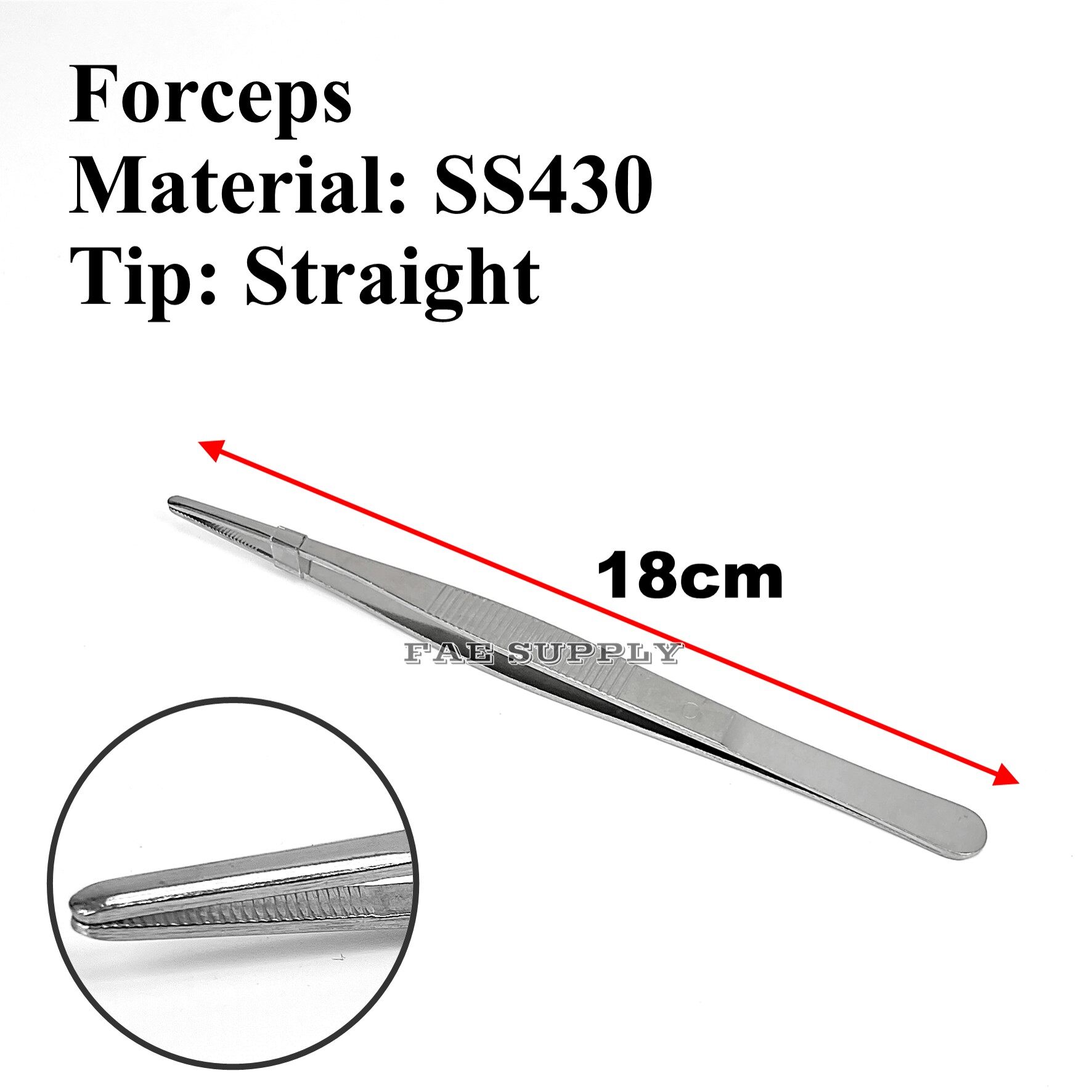 Stainless Steel SS430 Medical forceps straight / curve blunt Dressing ...