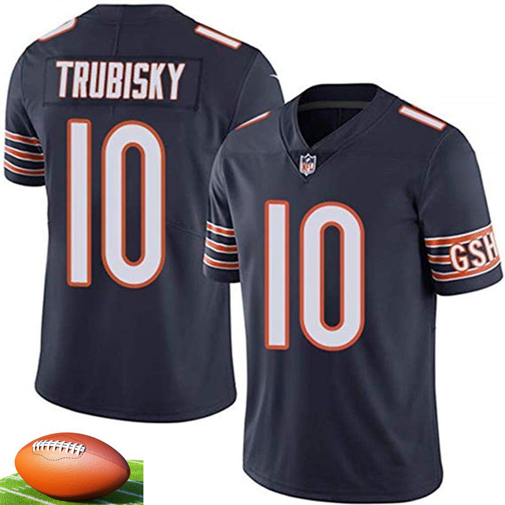 NFL Rugby Jersey T-Shirt Football Chicago Bears No.10 TRUBISKY Adult ...