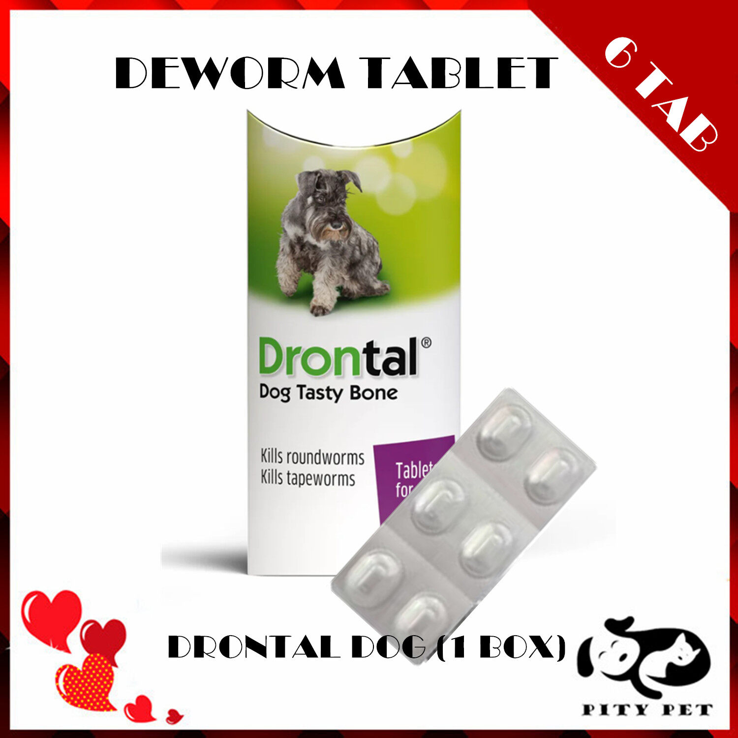 [ORIGINAL] Elanco Drontal Dog Tasty Bone Flavour Tablets Deworm Tablet ...