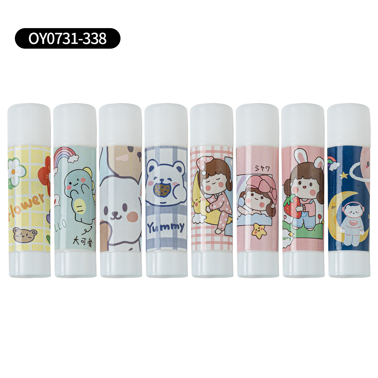 8PCS Cute Cartoon Good Quality Office Strong Adhesion Tapes Solid Glue ...