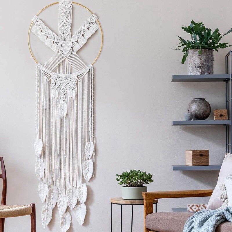 Macrame Rope Kit with Natural Cotton Macrame Cord,Metal Floral Hoops ...