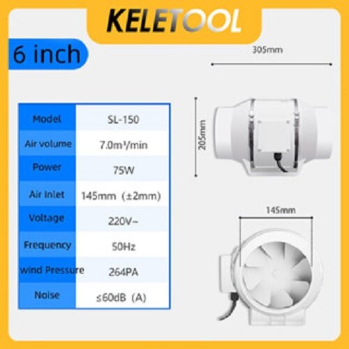 Exhaust Fan 4"/ 6"/ 8" inch High Suction Power Inline Duct Booster Fan ...