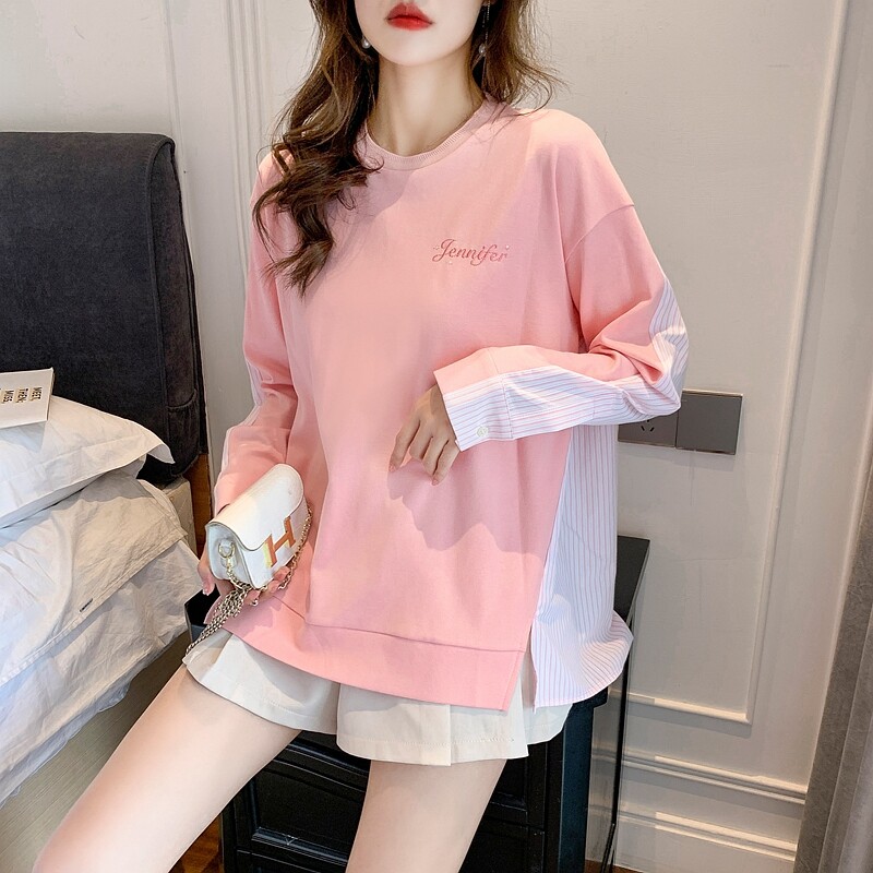 SNUG Real shot 2021 autumn new product shirt stitching sweater women ...