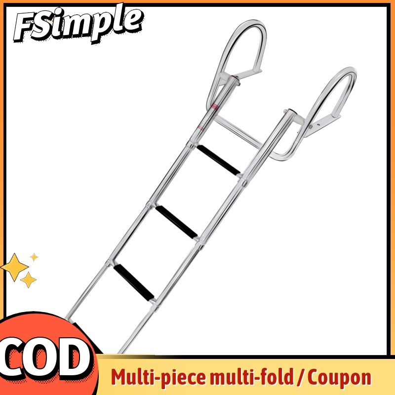 FSimple【Ready Stock】Stainless Steel In-Board 4 Steps Telescoping Ladder ...
