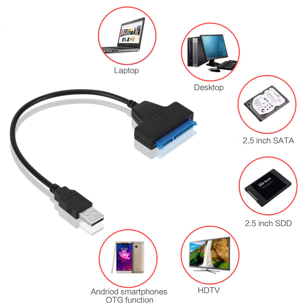KEBETEME Dây Cáp SATA Sang USB 22 Pin Dây Kết Nối HDD SSD Cho Ổ Đĩa ...