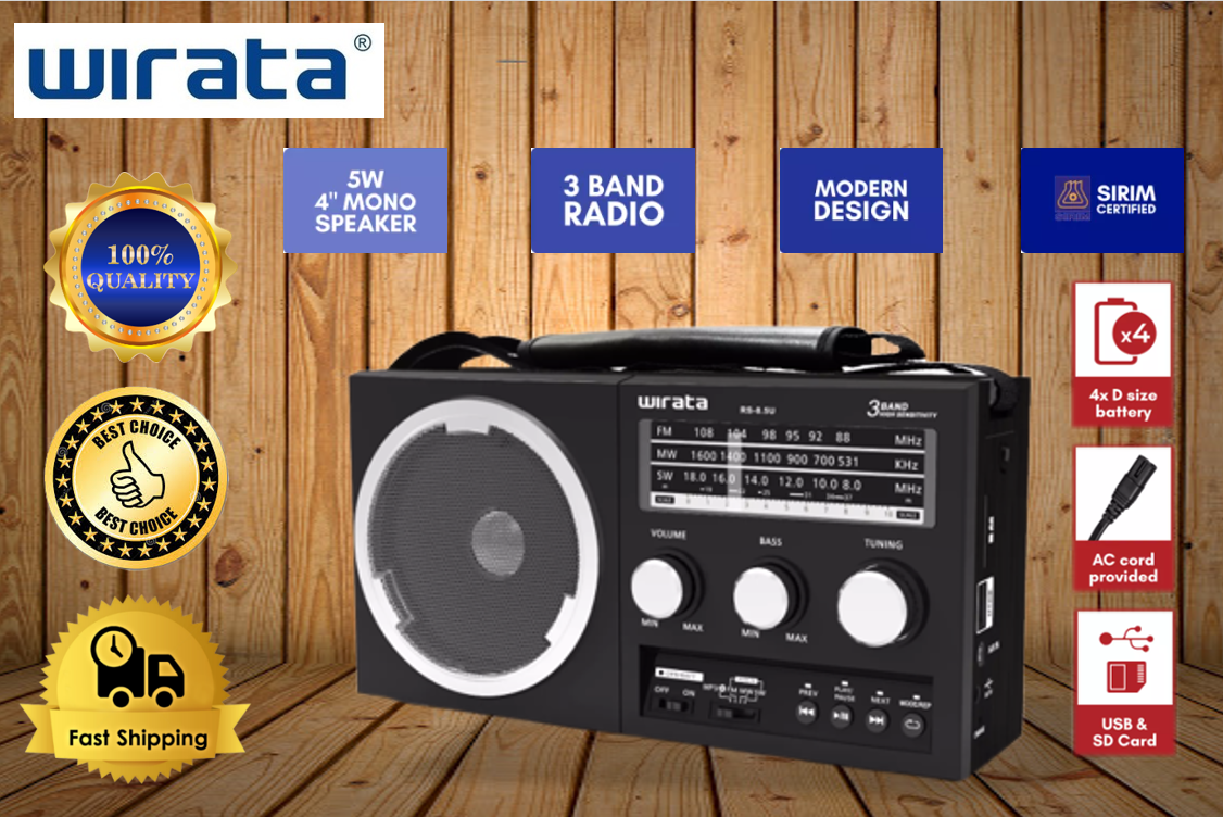 PORTABLE RADIO 4 Band / RS-8.5U / WIRATA / BT / USB / SD / TF / AUX ...