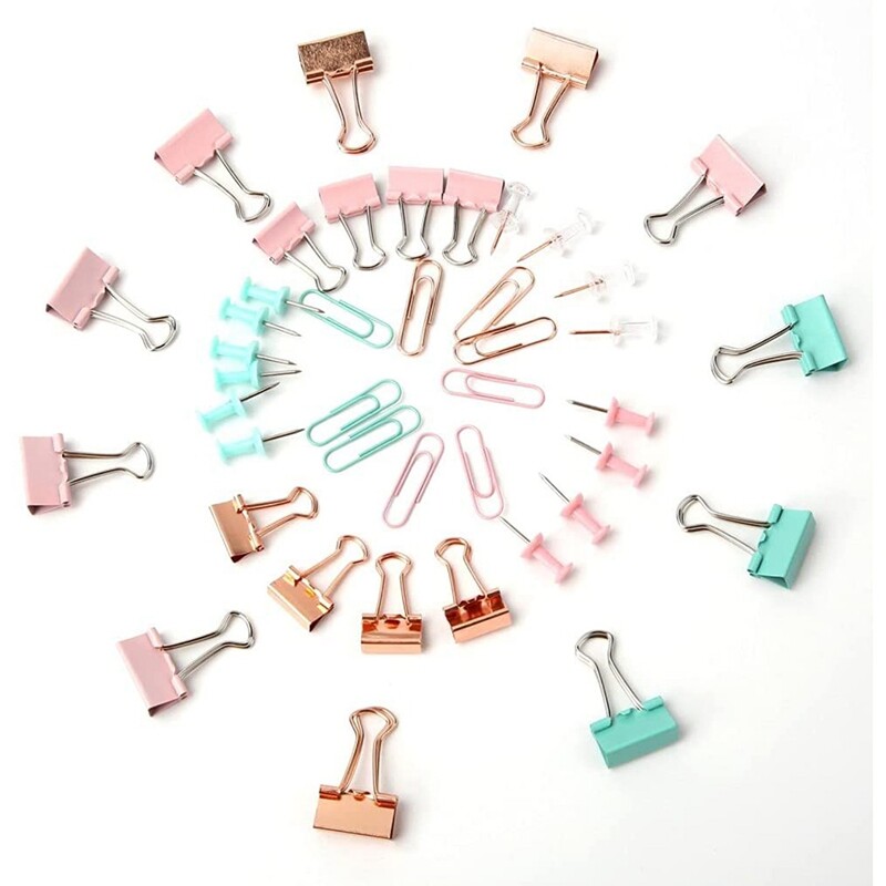 Box Pack Paper Clips Binder Clips Push Pins Set(72 Pcs Per Box ...