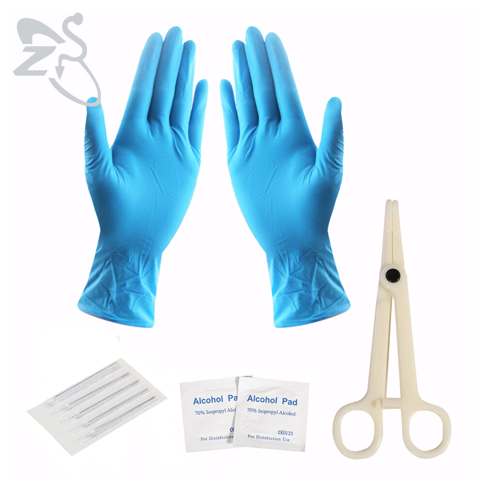 10 Pcs/lot 12-20G Professional Body Piercing Kit Tools Stainless Steel ...