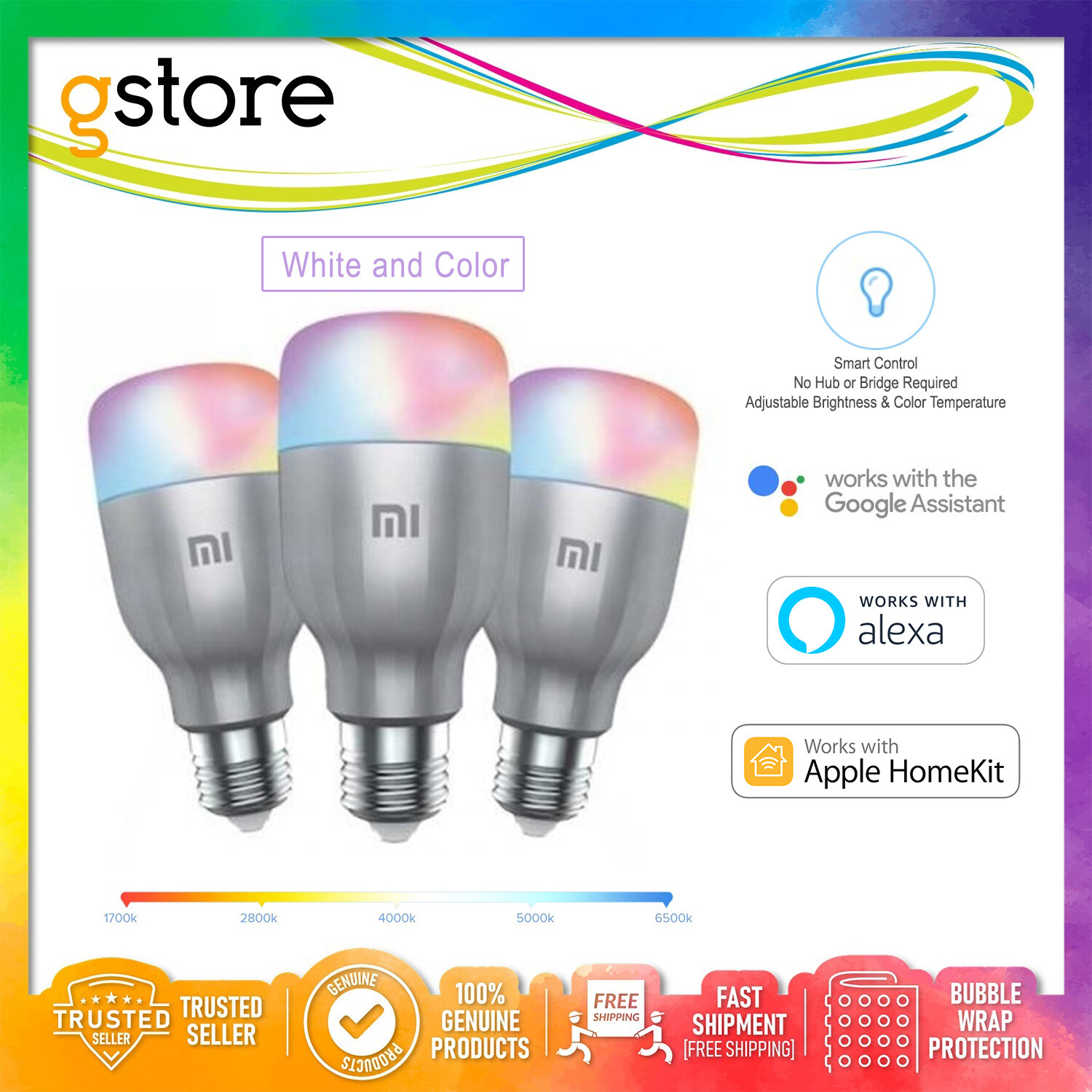 Xiaomi Mi LED Smart Bulb (Adjustable White And Color Temperature ...