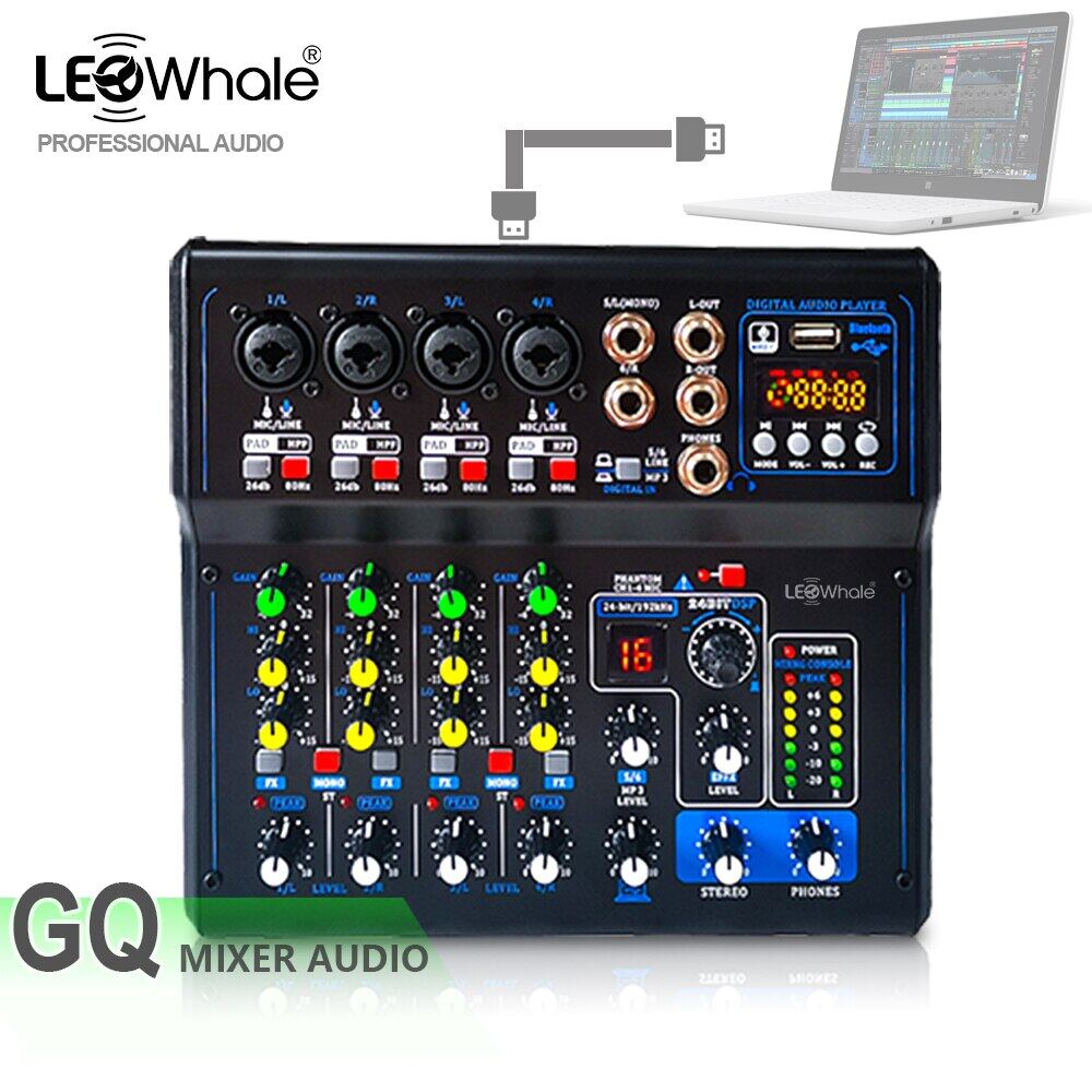 Professional Digital Mini 4 Channel Sound Card Mixer USB DJ Console ...