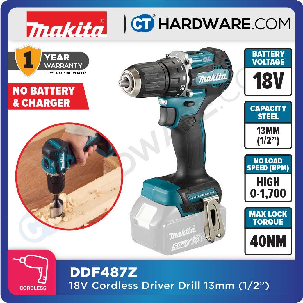 MAKITA DDF487 CORDLESS DRIVER DRILL 18V | 13MM (1/2") | BRUSHLESS MOTOR ...