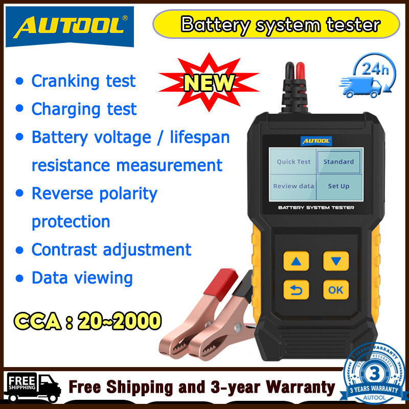 AUTOOL BT360 Battery Tester 20-2000CCA Cranking Test Charging Test ...