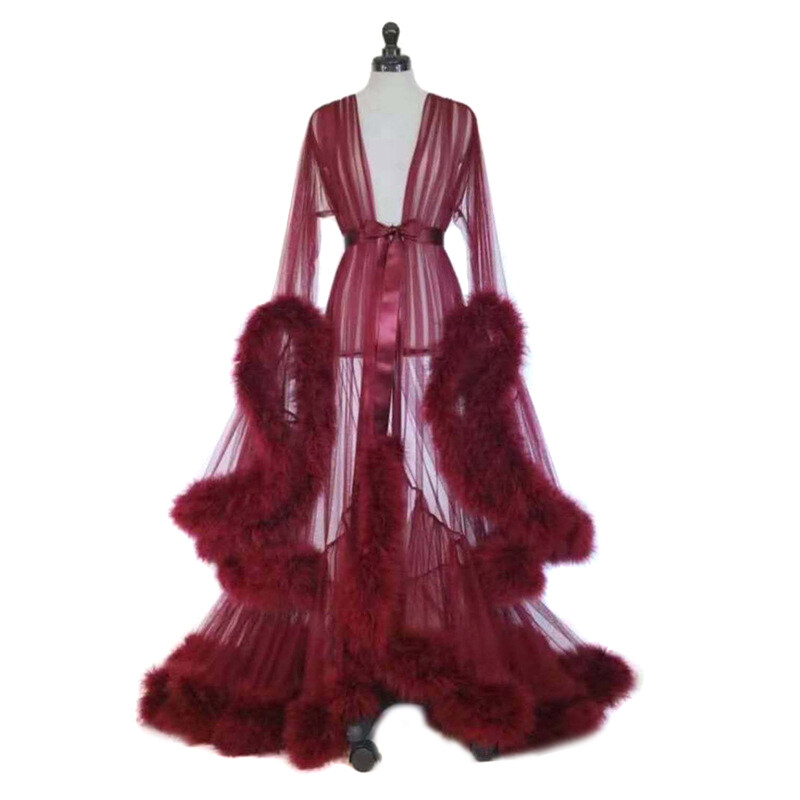 Sale】 Hollywood Fuzzy Robe สำหรับเตียงเวลา Flared แขน Tailing ชุด Tulle ...