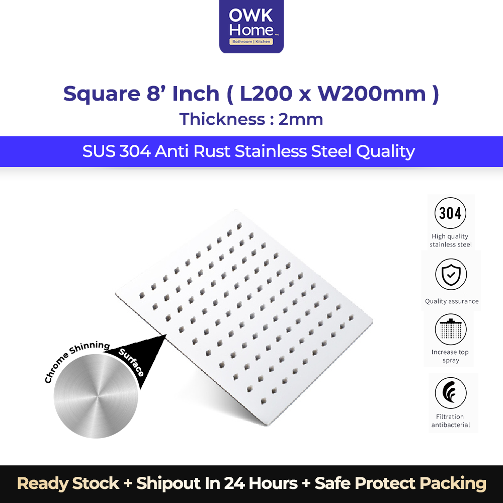 SUS304 Stainless Steel Rainfall Shower Head | Anti Rust Shower Head ...