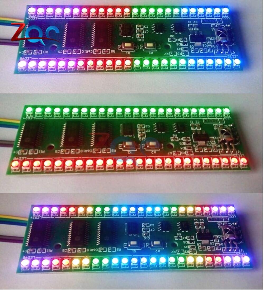 RGB MCU ปรับการแสดงผลรูปแบบ24 LED VU เมตรเสียงระดับไฟแสดงสถานะช่องคู่โมดูล LED - Open-source ...