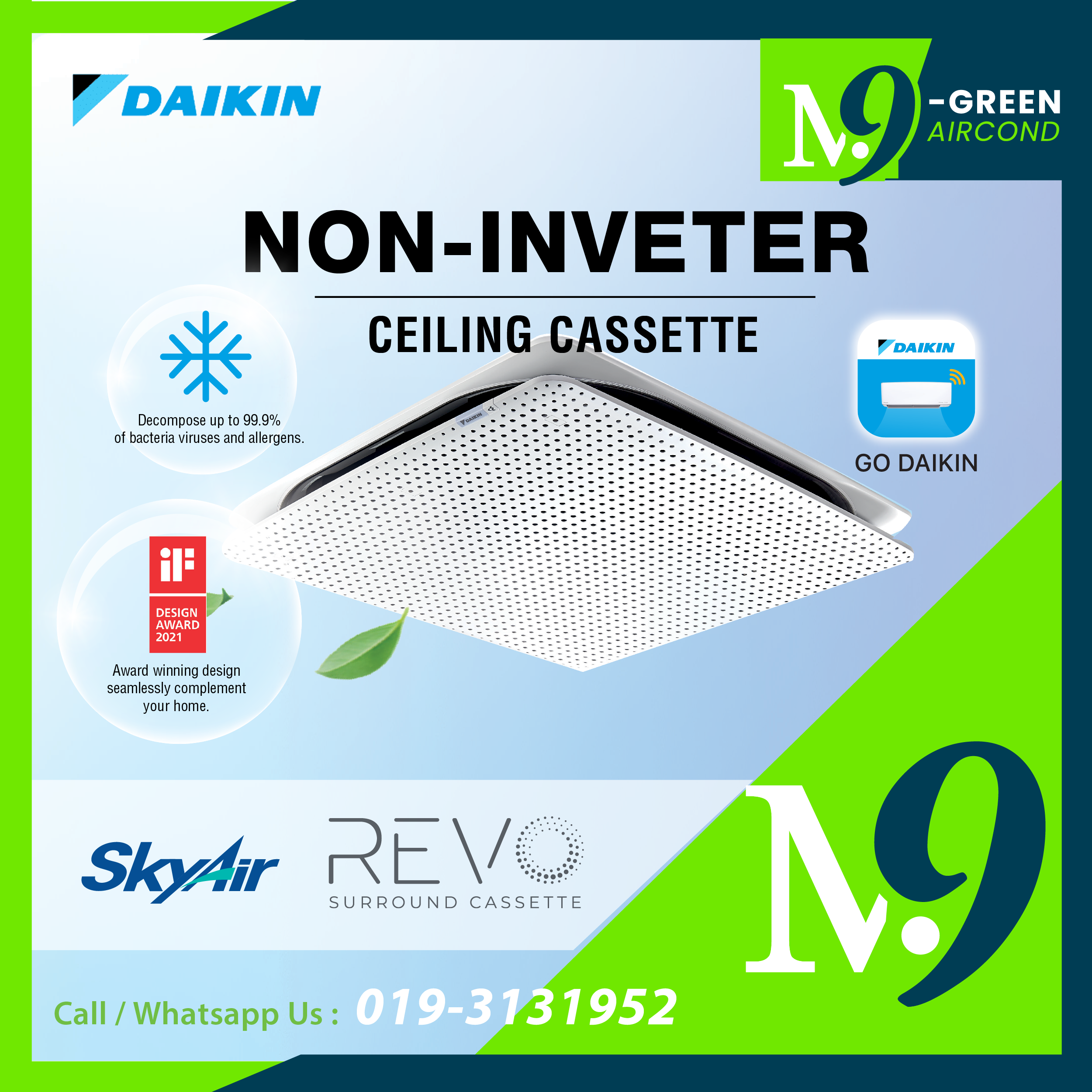 DAIKIN REVO (Premium) Surround Cassette 2HP / 2.5HP / 3HP / 4HP / 4.5HP ...