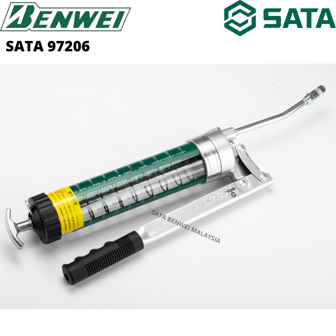 SATA 97206 CLEAR TUBE GREASE GUN 400CC / MANUAL GREASE PUMP / HAND ...