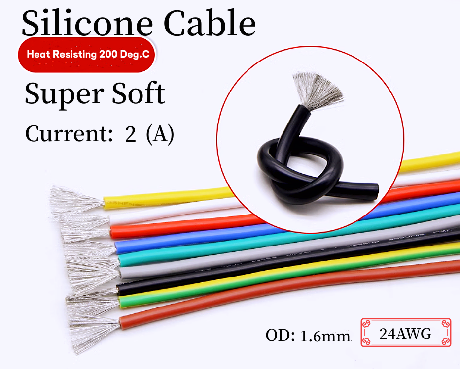 UL Extreme Soft Flexible Silicone Cable AWG24 Wire Heat Resisting 200 ...