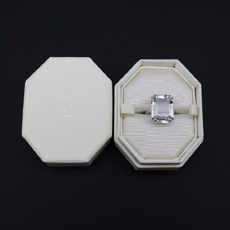 Swarovski Mesmera ค็อกเทลแปดเหลี่ยมตัดคริสตัลแหวนผู้หญิงแหวนสีขาว ...