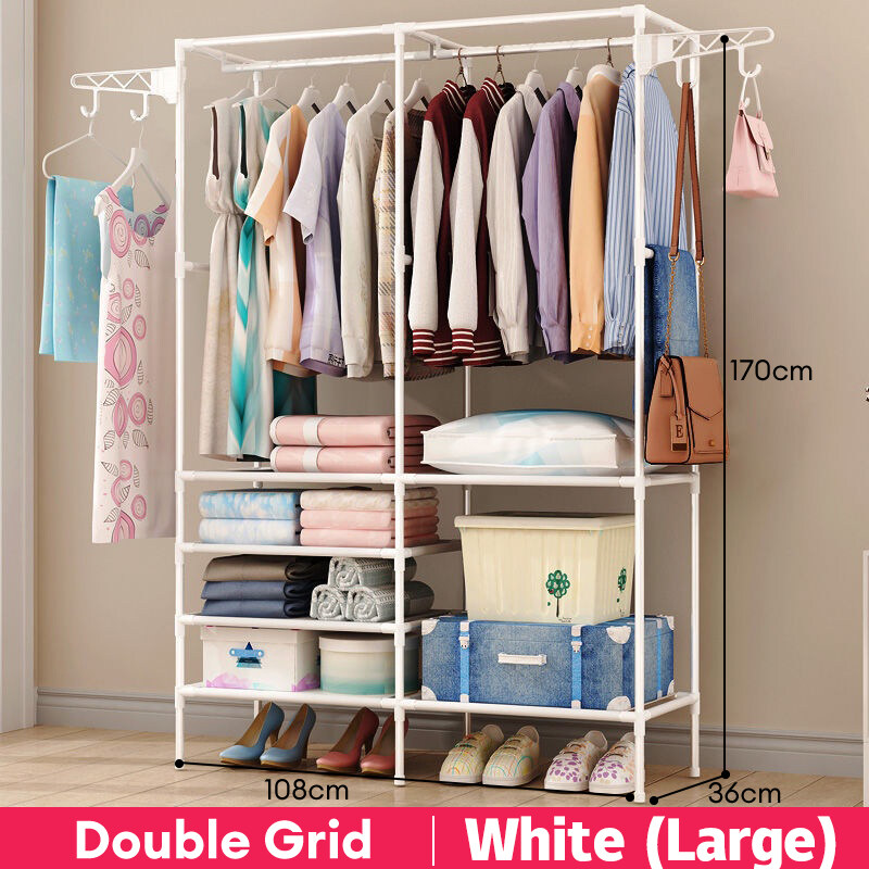 NINI Rak Almari Besi Tahan Karat Besar Pelbagai Guna Penyidai Baju Rak ...