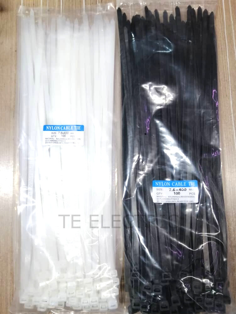 (100PCS) 16" X 7.6MM NYLON CABLE TIE SELF LOCKING 16 INCH NYLON 66 (BLACK / WHITE) | Lazada