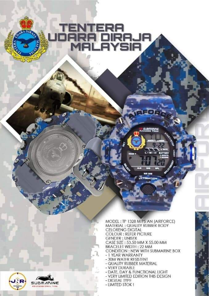AIRFORCE JAM SUBMARINE TUDM TP1328 Tentera Udara Diraja Malaysia Loreng ...