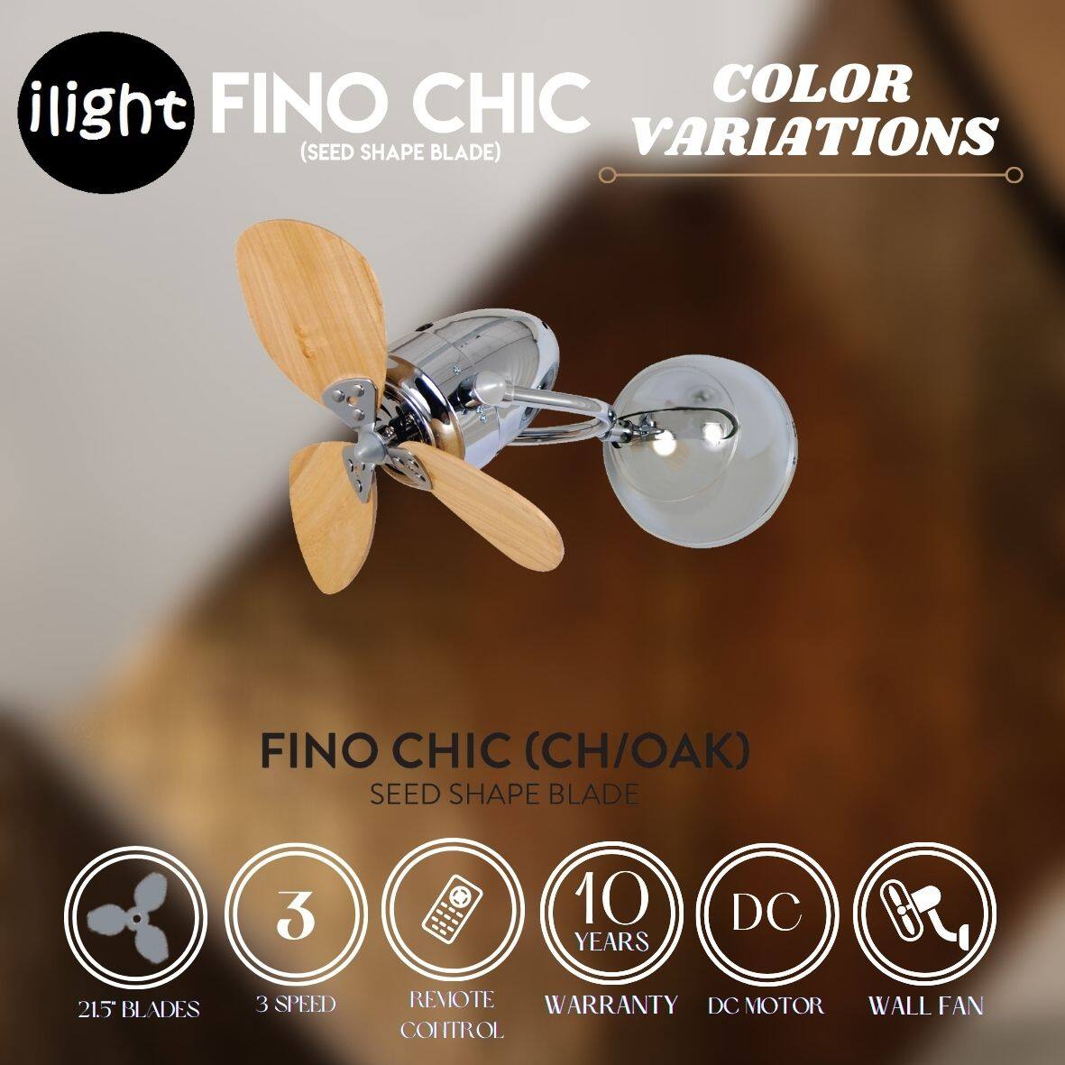 NSB FINO CHIC WALL FAN DC MOTOR 21.50” 3 SPEED 10 YEARS WARRANTY *120 ...