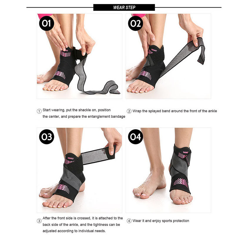 Yoomee 1 Pair Professional Sports Gym Ankle Support Brace with Strain ...