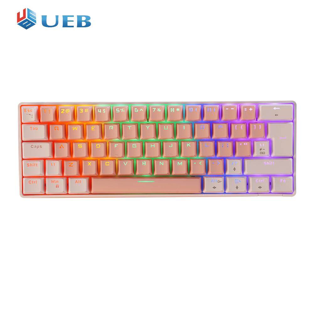 T60 62 Keys NKRO 18 Colors Backlit USB C Wired Keyboard Gaming Computer ...