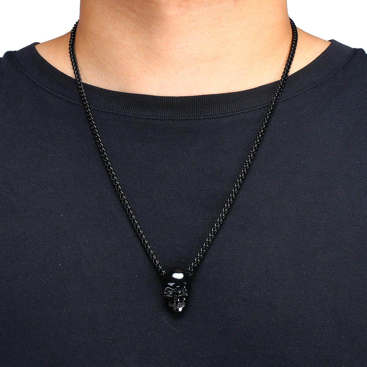 BOKALI Punk Cool แฟชั่น Mens Skull HEAD CHAIN จี้สร้อยคอฮาโลวีนของขวัญ ...